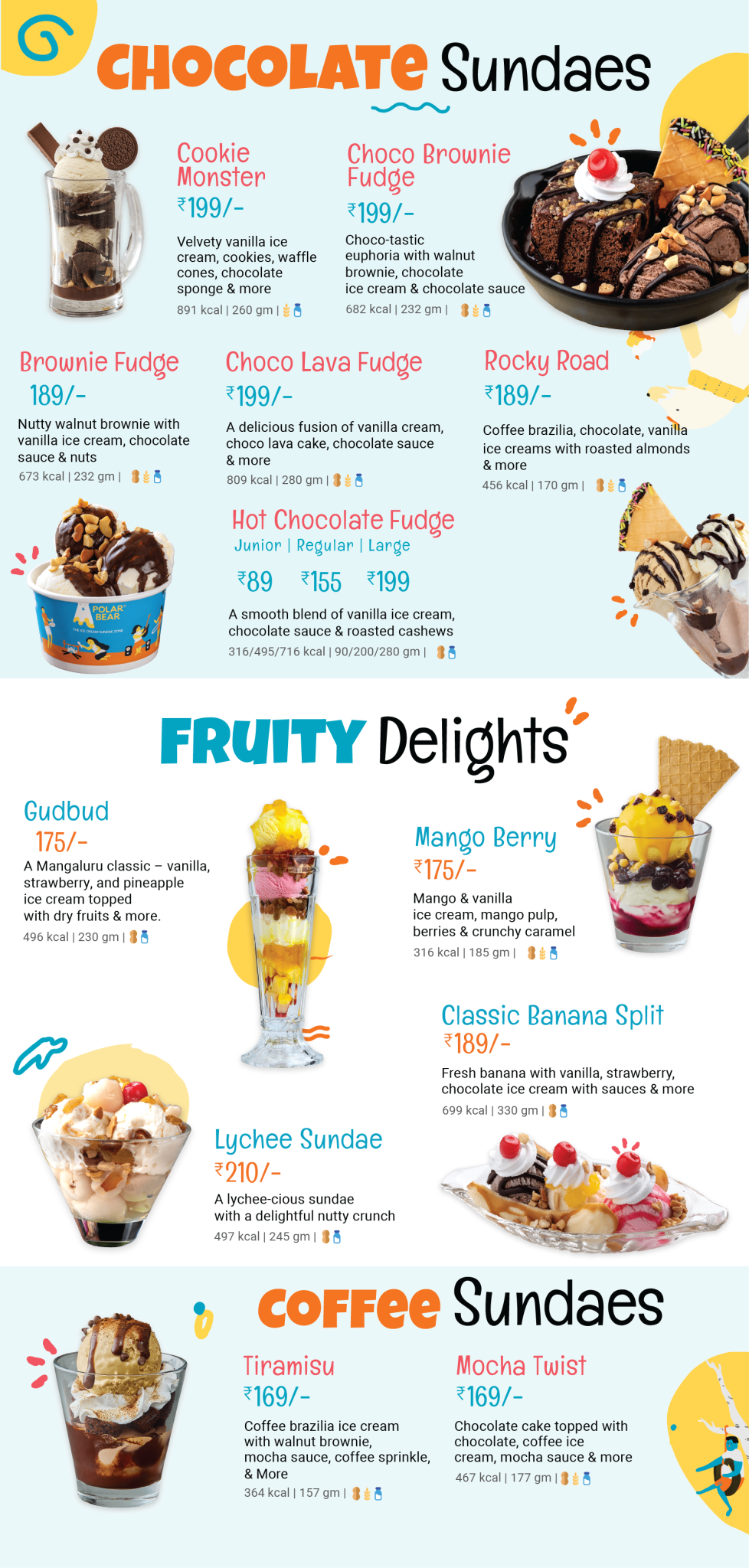 Menu - Polar Bear Ice Creams