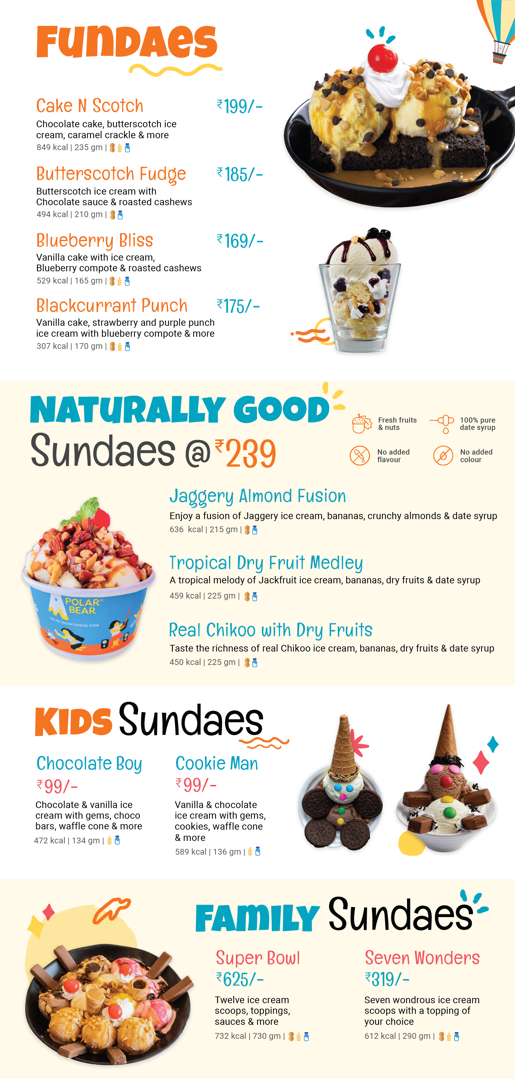 Menu - Polar Bear Ice Creams